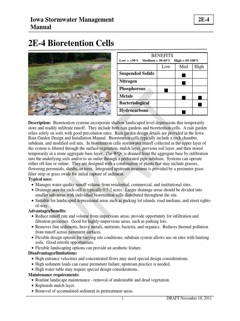 2E-4 Bioretention Cells: Iowa Stormwater Management Manual | PDF ...