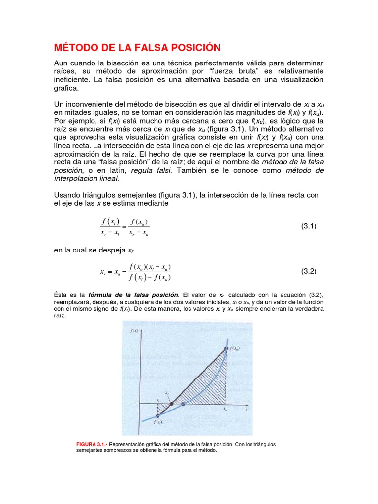 Método de La Falsa Posición | PDF | Ecuaciones | Matemáticas Aplicadas