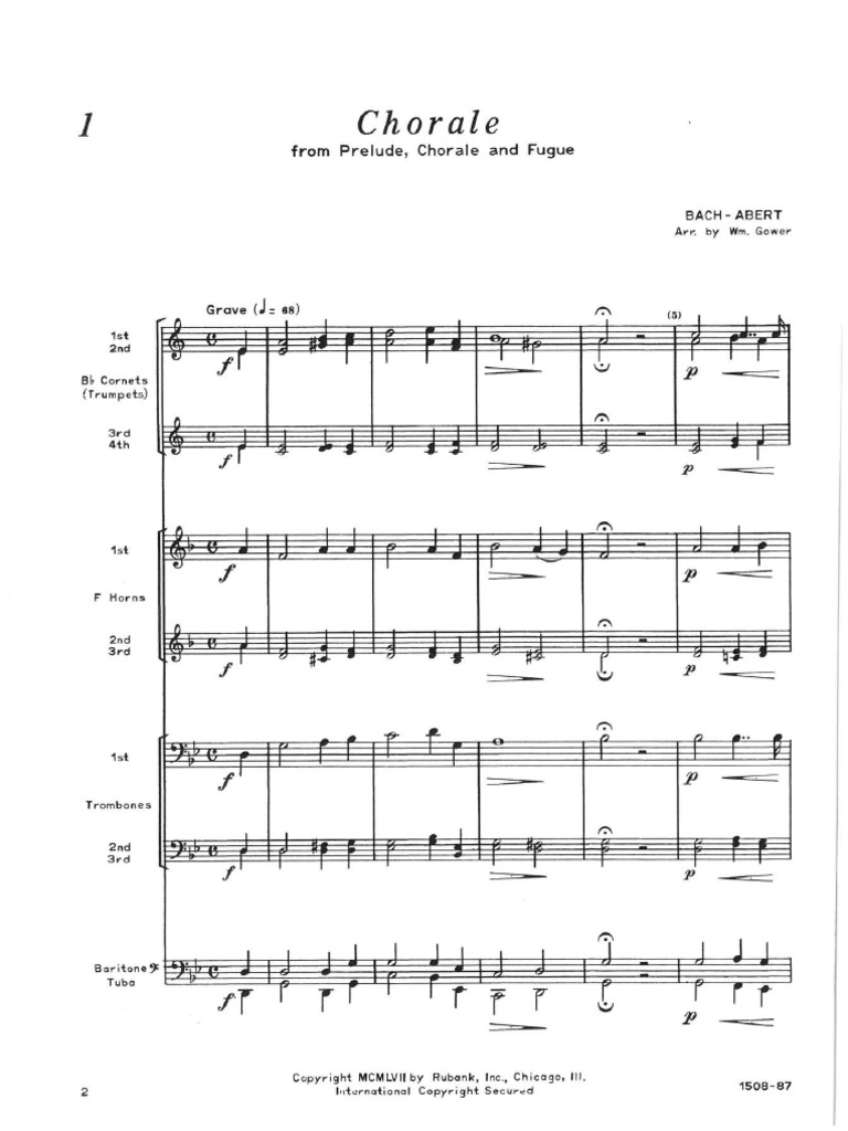 Bach Chorale For BRASS SEXTET | PDF | Classical Music | Musical Forms