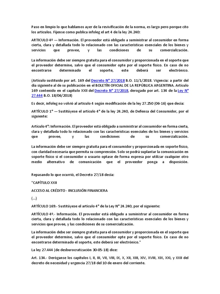 Ley 24.240 art 4 | PDF | Los consumidores | Gobierno