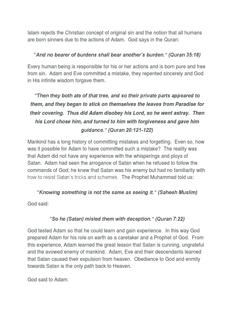 The Descent - Story of Prophet Adam | PDF | Adam | Satan