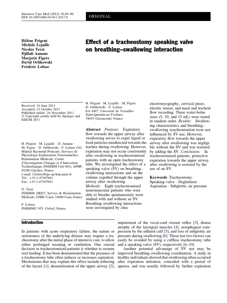 Speaking Valve | PDF | Exhalation | Apnea