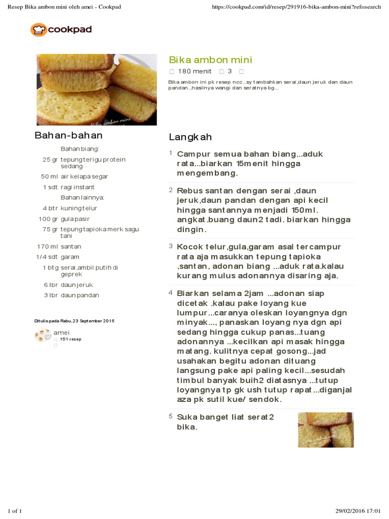 Resep Bika Ambon Mini Oleh Amei - Cookpad PDF | PDF
