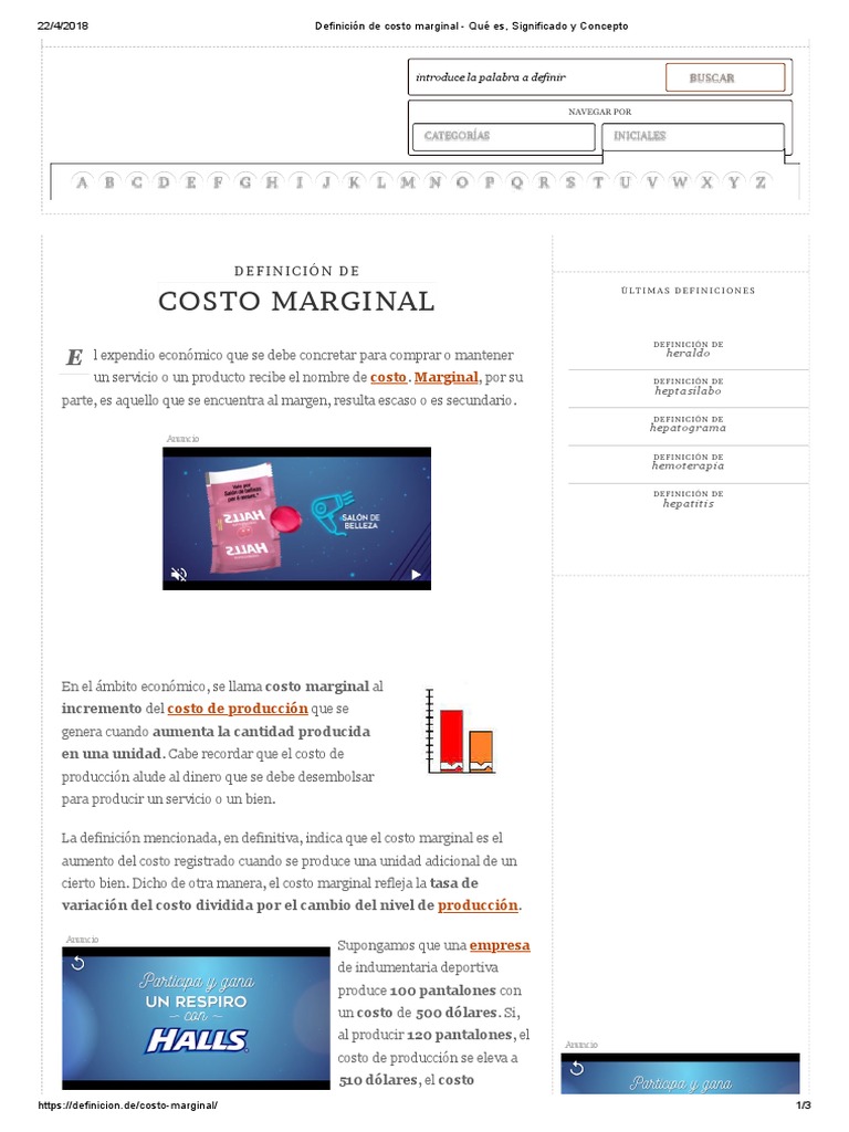 Definición de Costo Marginal - Qué Es, Significado y Concepto | PDF ...