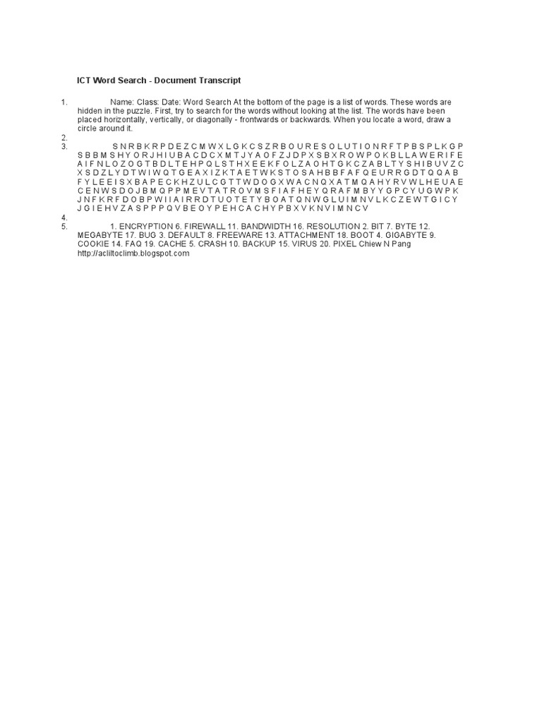 ICT Word Search | PDF