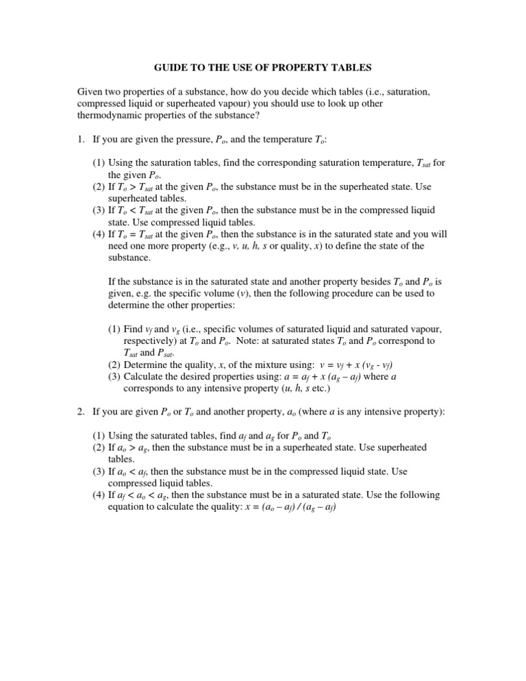 Property Tables Usage Guide | PDF