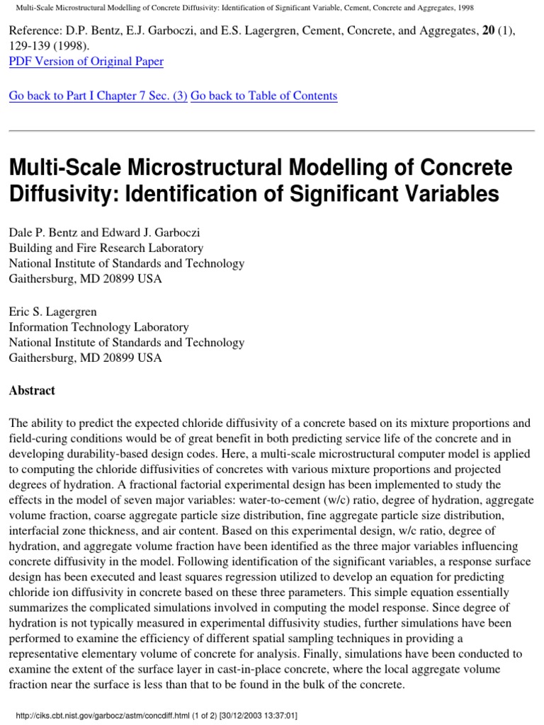 Multi Scale Microstructural Modelling Of Concrete Diffusivity Identification Of Significant