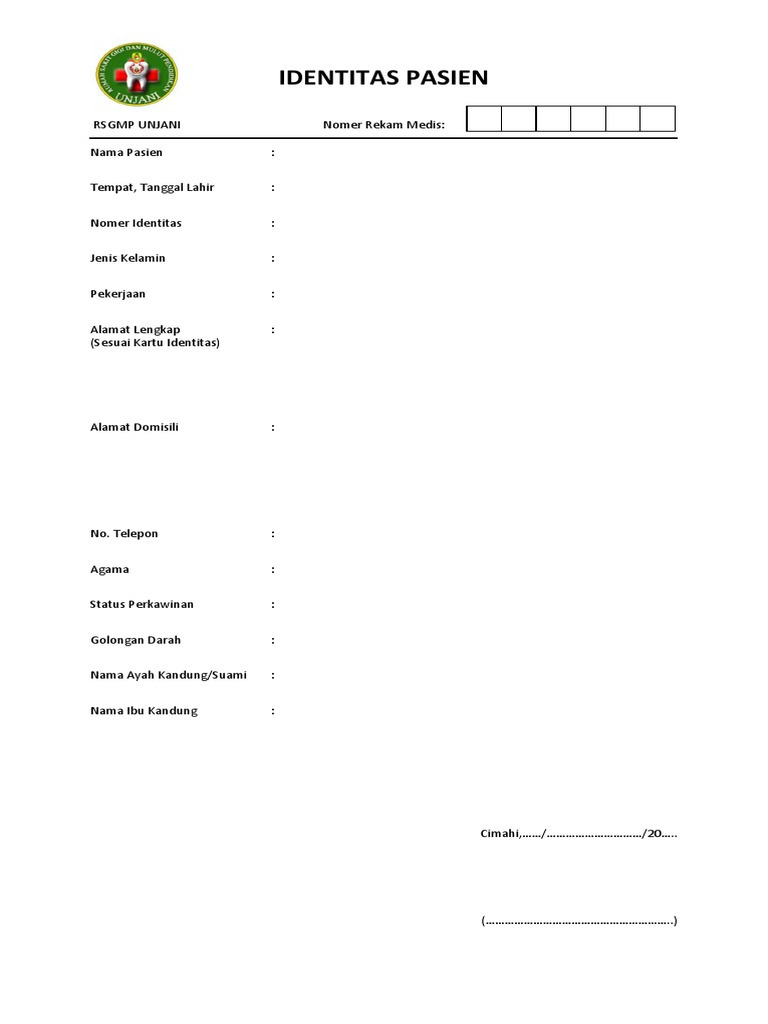 Contoh Rekam Medis (Kertas Ukuran Legal) | PDF