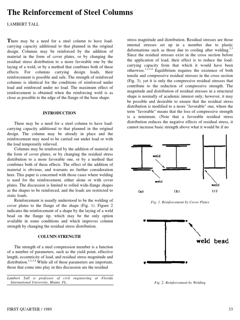 The Reinforcement of Steel Columns | PDF | Strength Of Materials ...