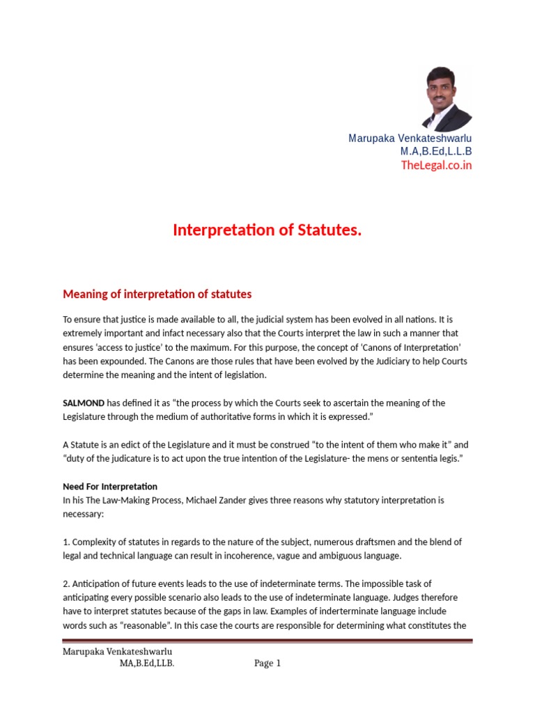 Meaning of Interpretation of Statutes | PDF | Statutory Interpretation ...