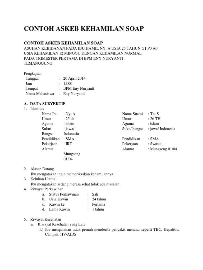 Askeb Kehamilan Soap | PDF