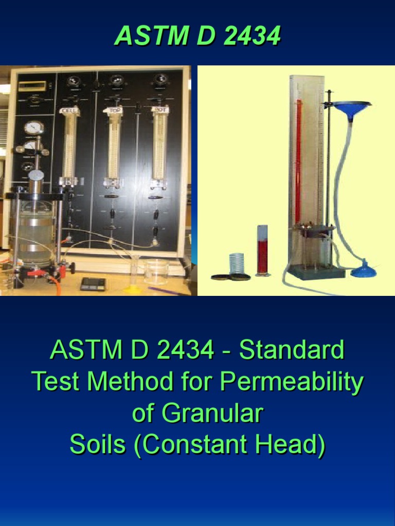 ASTM D 2434 (Contant Head Method) | PDF | Permeability (Earth Sciences ...