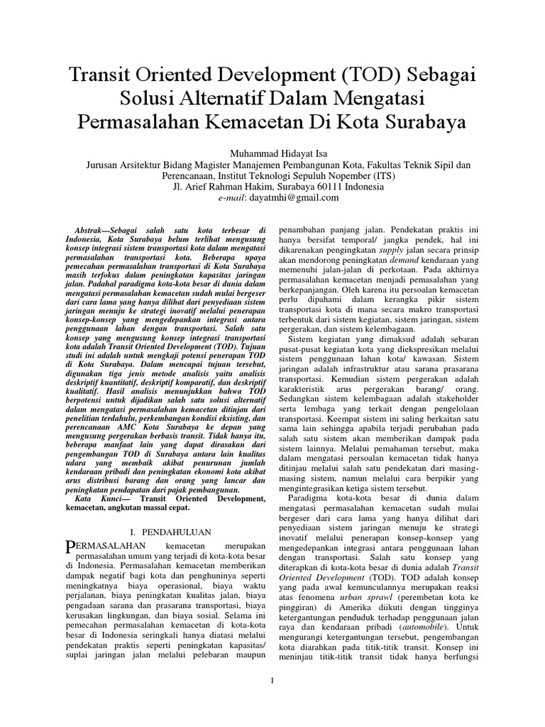 Transit Oriented Development TOD Sebagai PDF | PDF