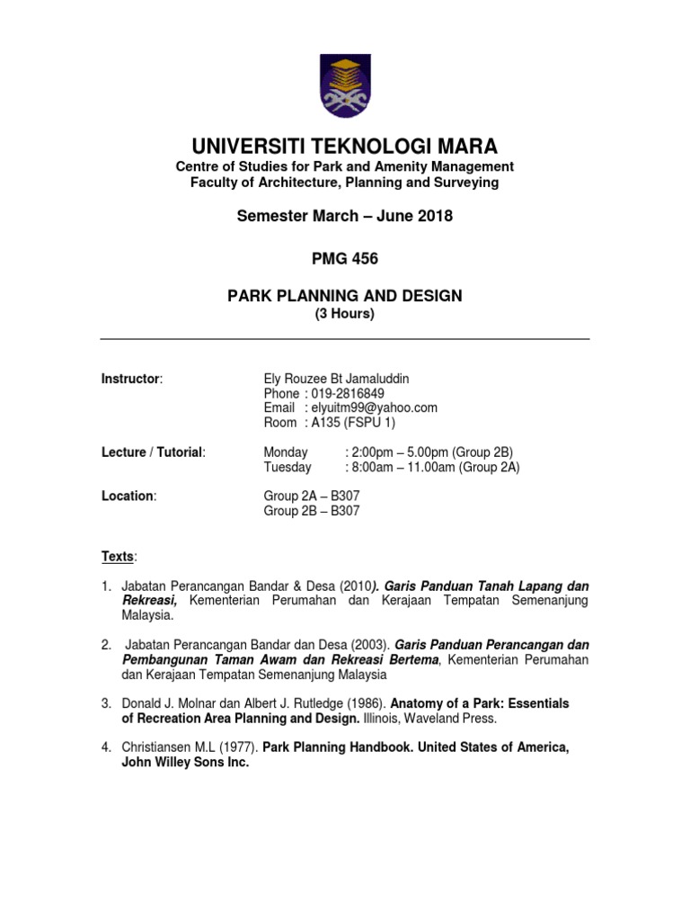 Course Outline PMG456 Mac 2018 | PDF | Students | Test (Assessment)