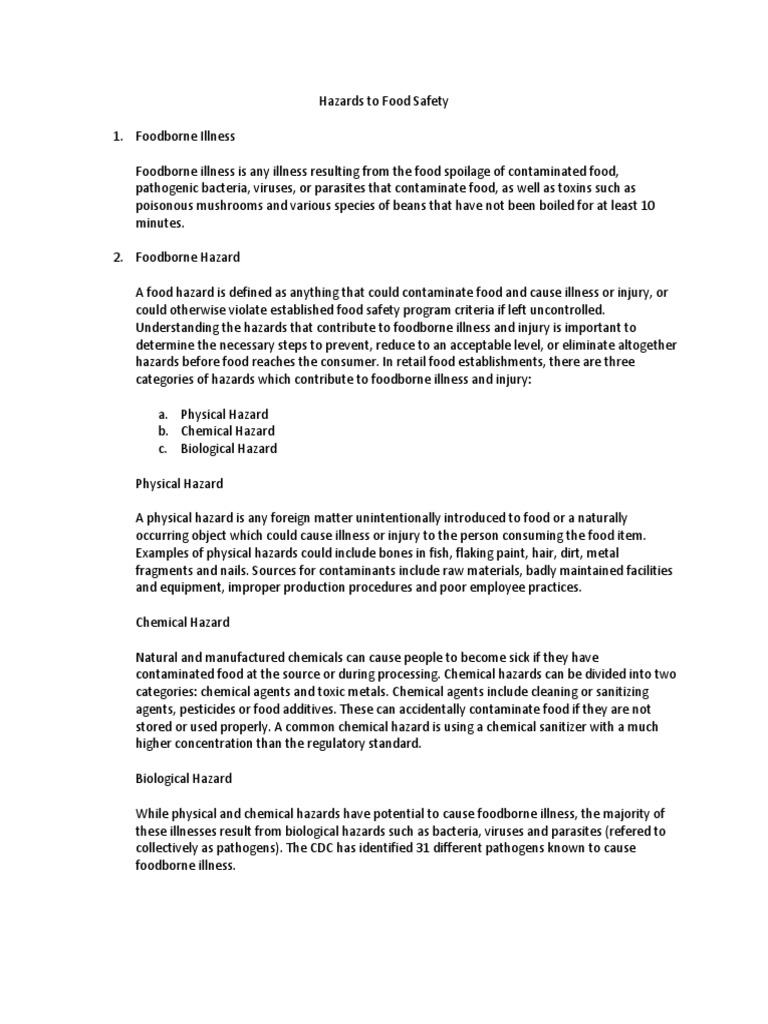 Food Safety Hazards Explained | PDF | Foodborne Illness | Bacteria
