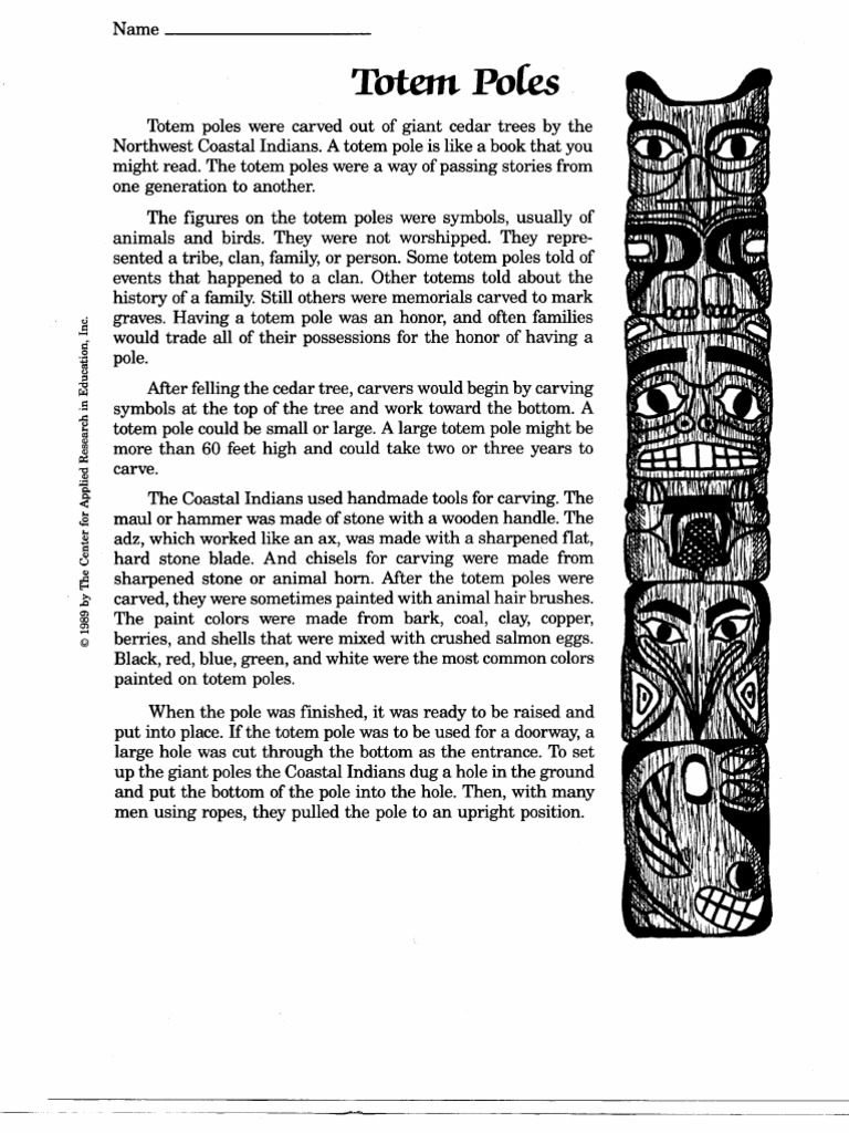 Totem Pole Worksheet First Nations Totems :: Teacher Resources And