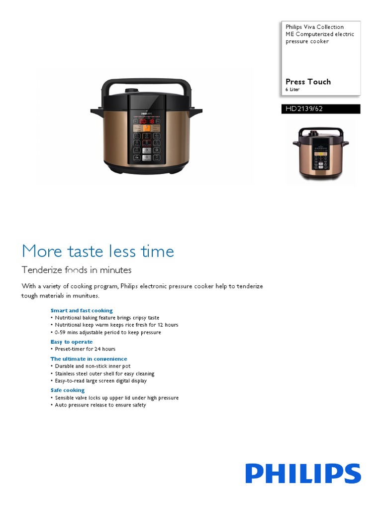 Philips Pressure Cooker | PDF | Pressure Cooking | Cookware And Bakeware