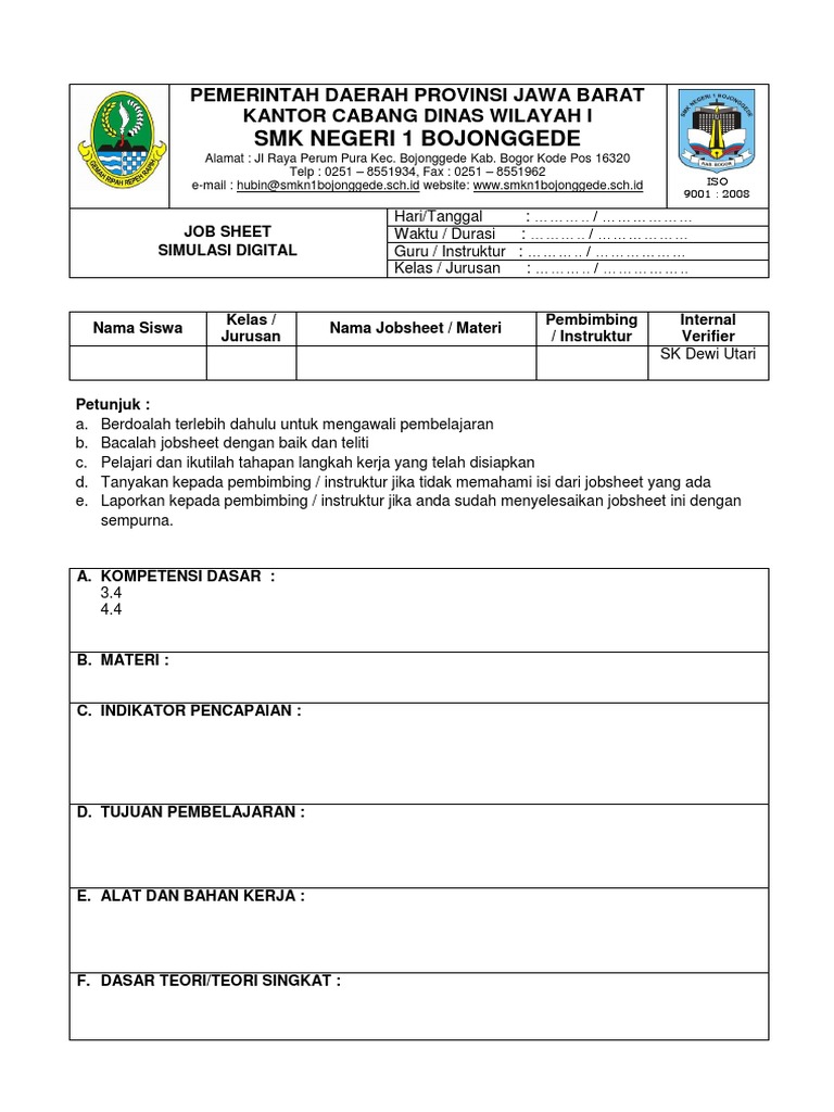 Job Sheet Simdig | PDF