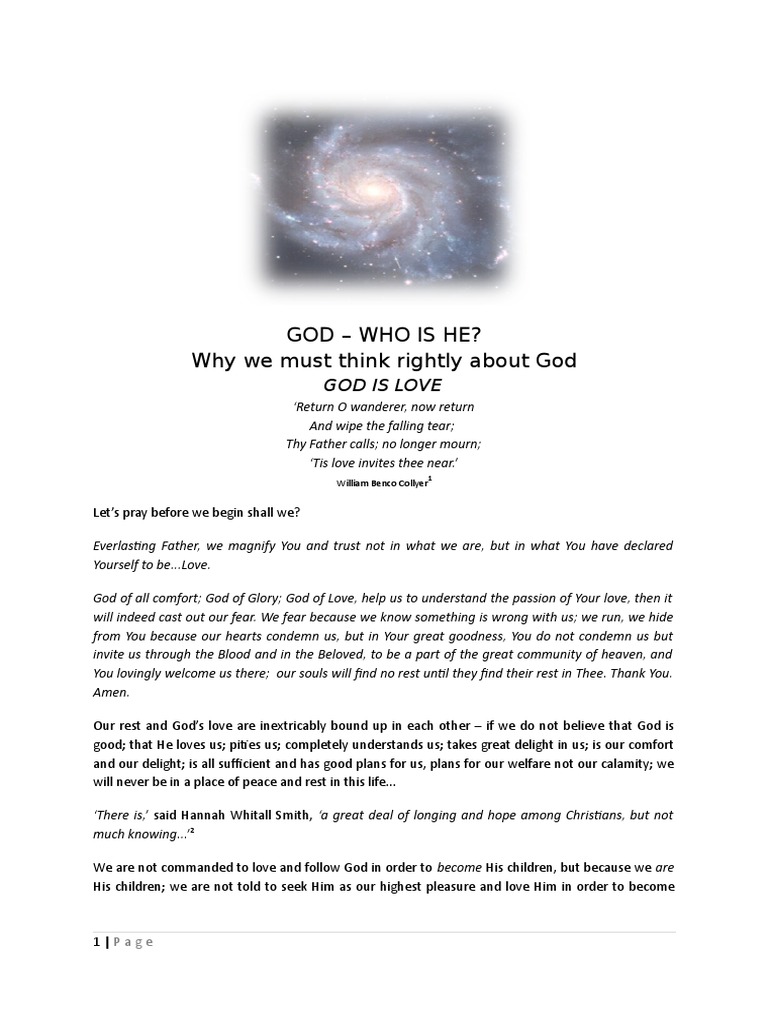 God - Who Is He? Why We Must Think Rightly About God | PDF | God In ...