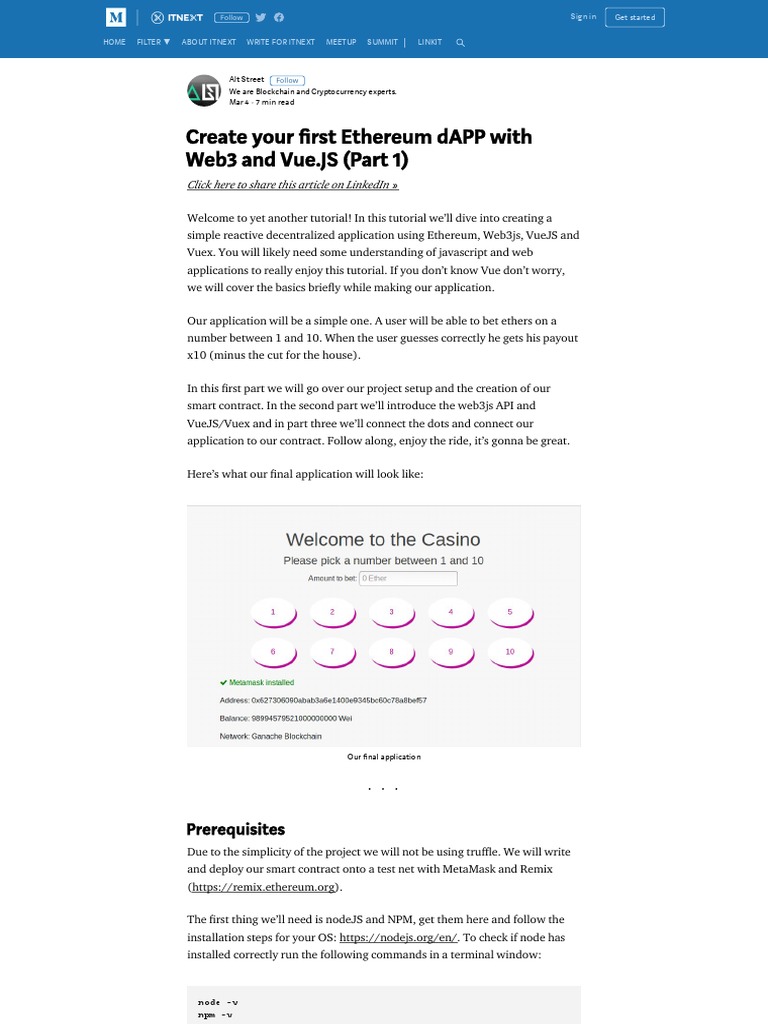 Create Your First Ethereum Dapp With Web3 and Vue - Js (Part 1) | PDF | Computer Programming ...