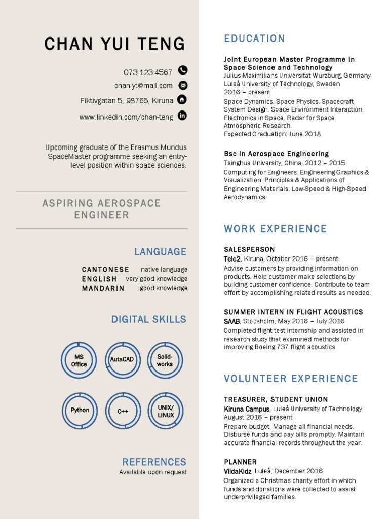 Aerospace Engineer Sample Resume | PDF | Aerospace Engineering ...