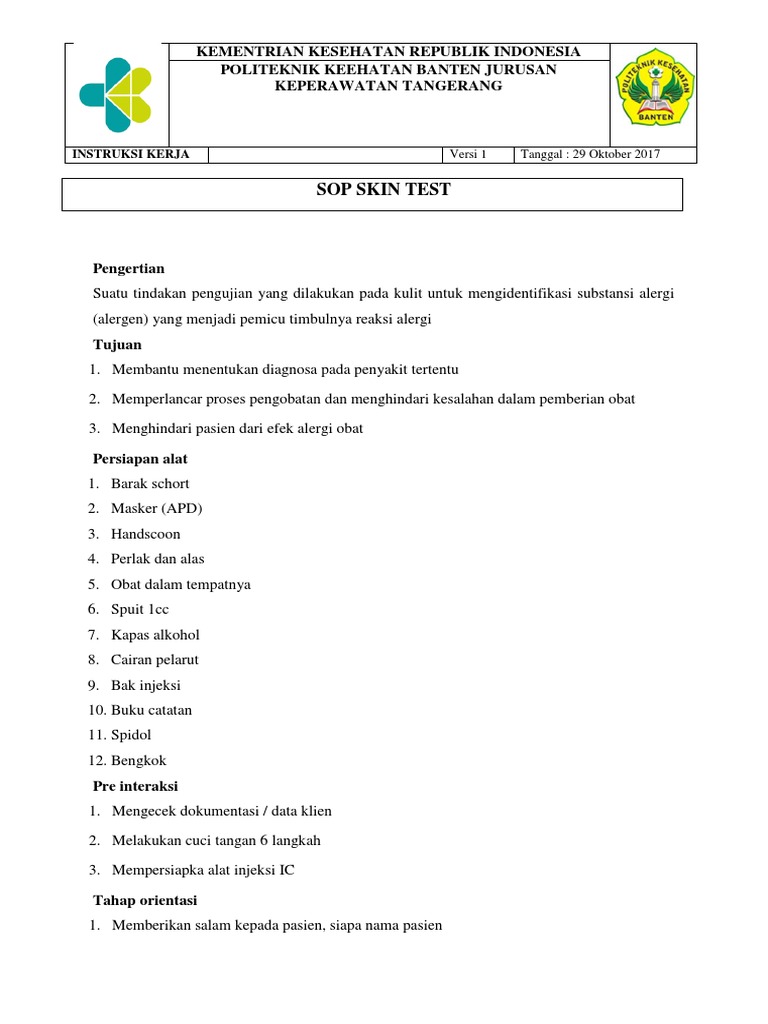 Sop Skin Test | PDF
