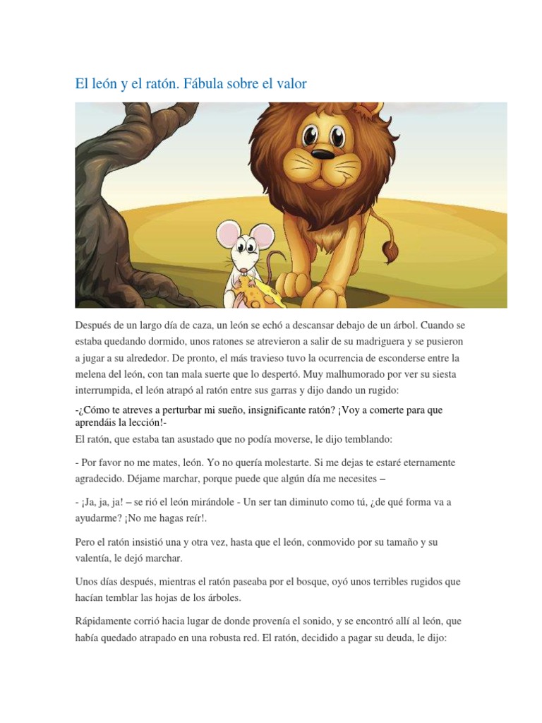 Fábula Del León y El Ratón | PDF