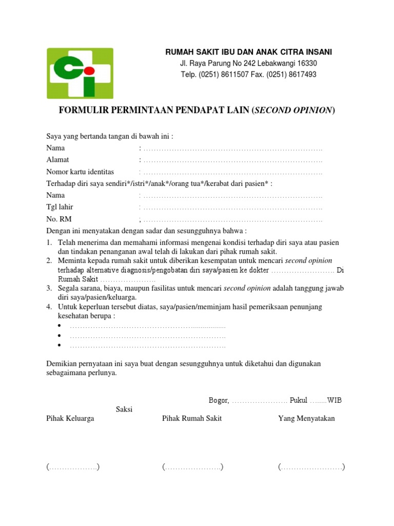Formulir Second Opinion | PDF