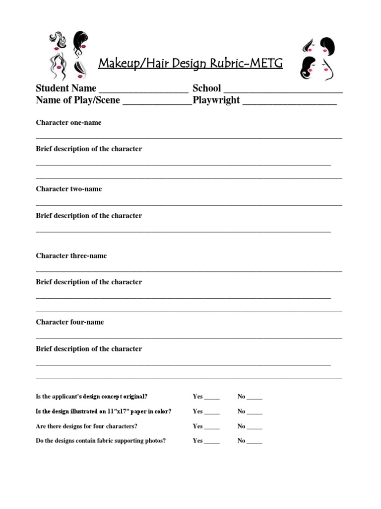 Hair and Make Up Design Rubric PDF | PDF | Psychological Concepts ...