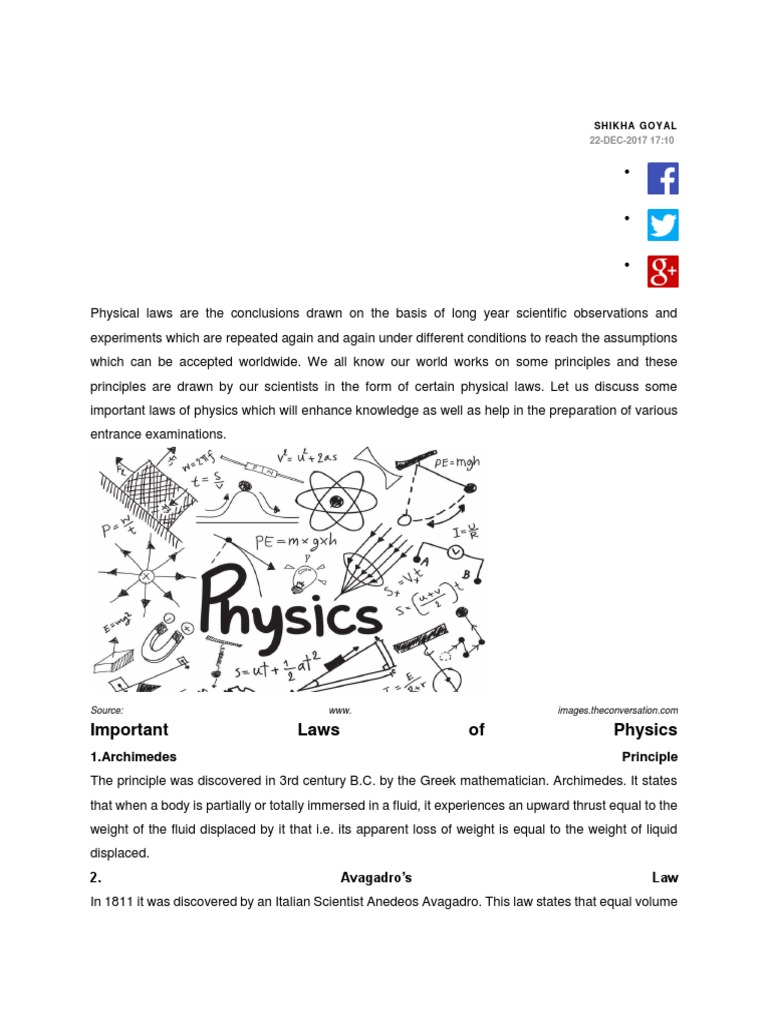 Physics Laws | PDF | Gases | Force