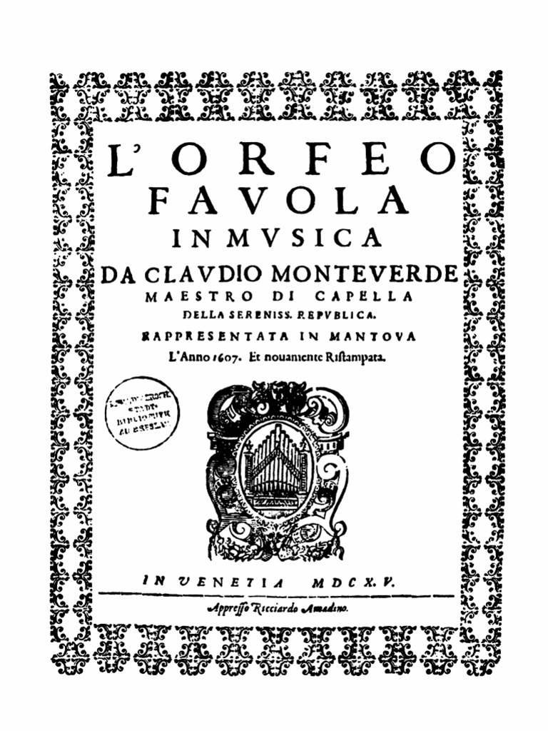 Full Skor Monteverdi Orfeo (Tu Se'Morta) Ms 39-40 | PDF