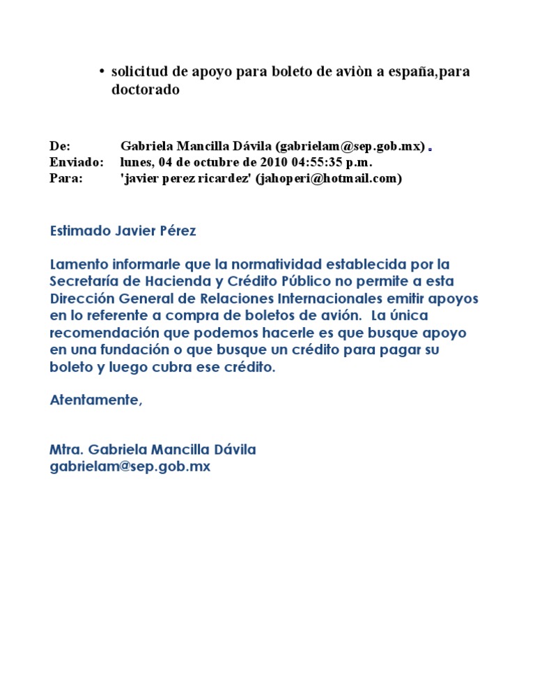 Repuesta de Gabrielam@Sep - Com.mx | PDF