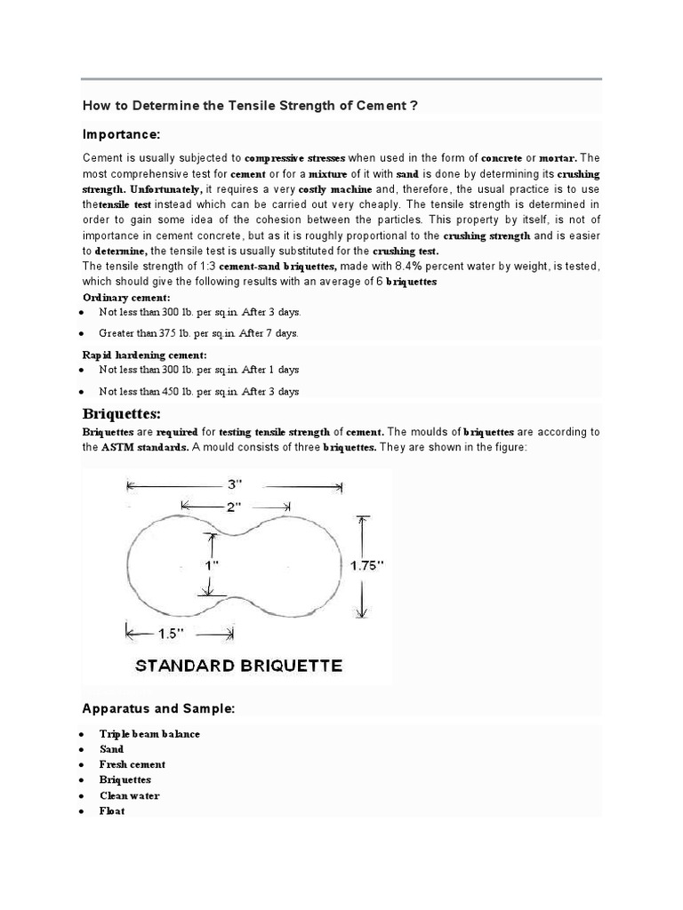 How to Determine the Tensile Strength of Cement.pdf | Ultimate Tensile ...