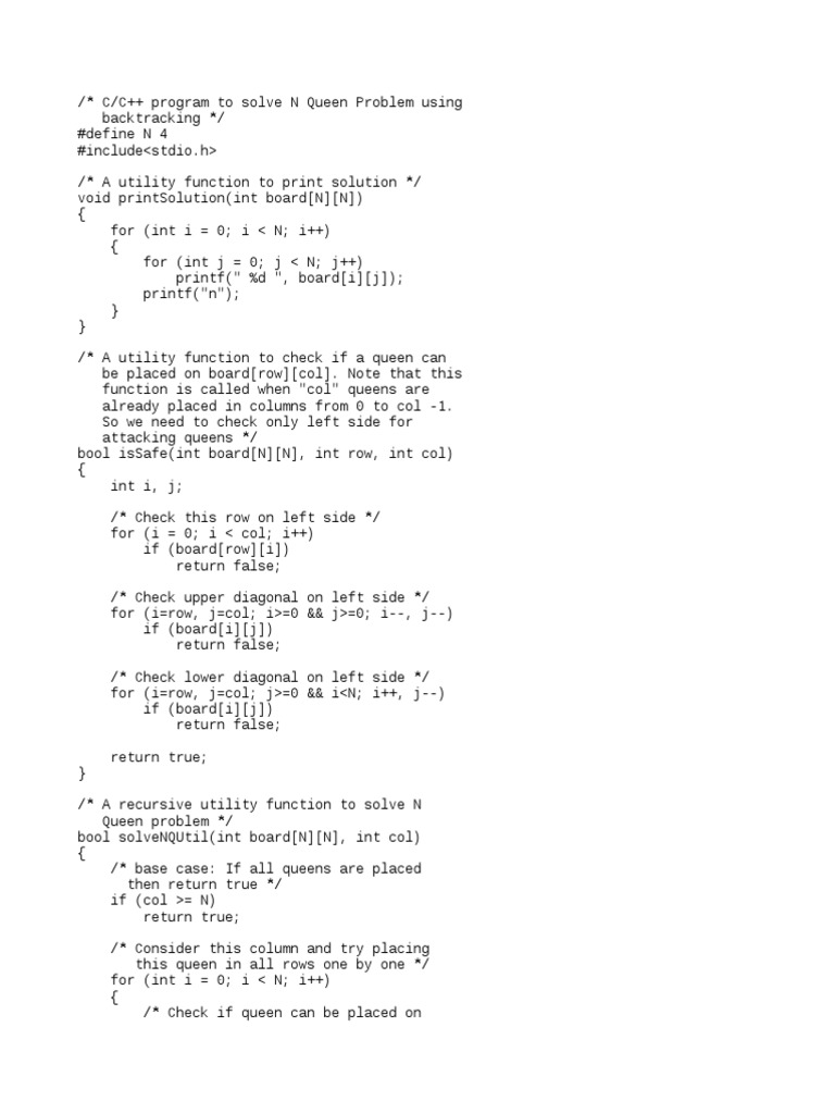 N Queen Problem | PDF | Matrix Theory | Applied Mathematics