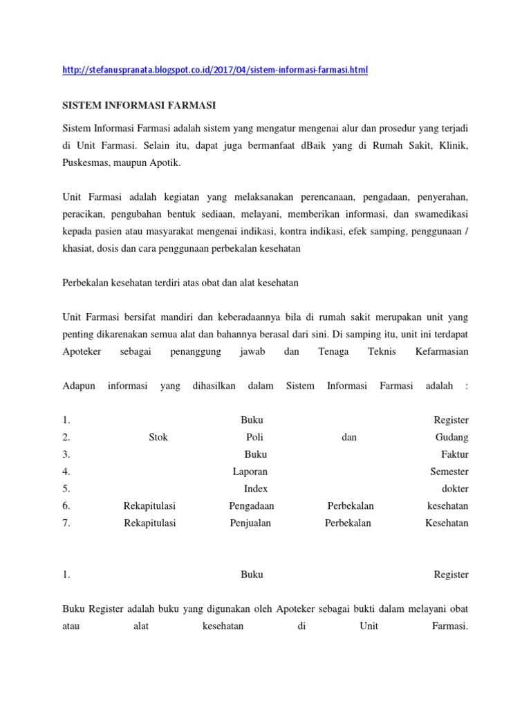 Sistem Informasi Farmasi | PDF