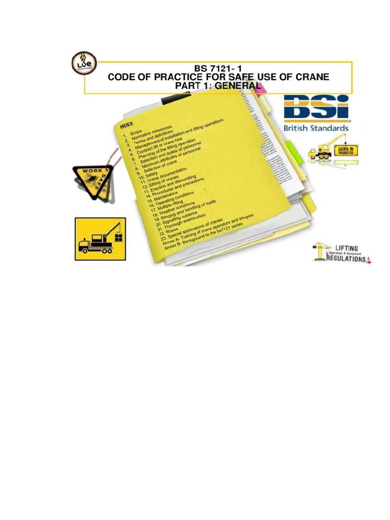 BS 7121-1 Code of Practice For Safe Use of Crane PDF | PDF