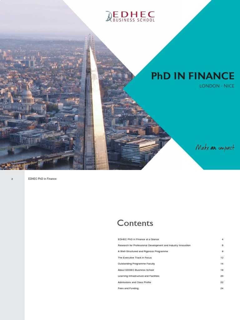 Edhec PHD in Finance Brochure 2018 | PDF | Thesis | Doctor Of Philosophy