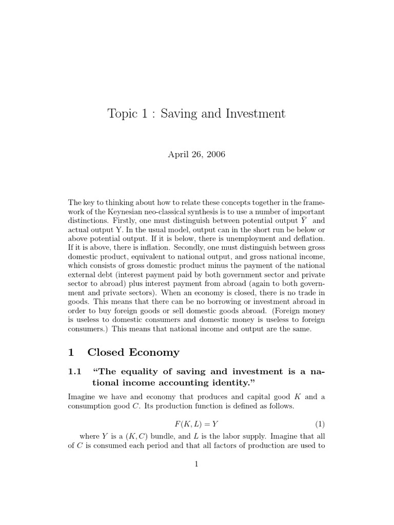 Saving and Investment | PDF | Saving | Economic Equilibrium