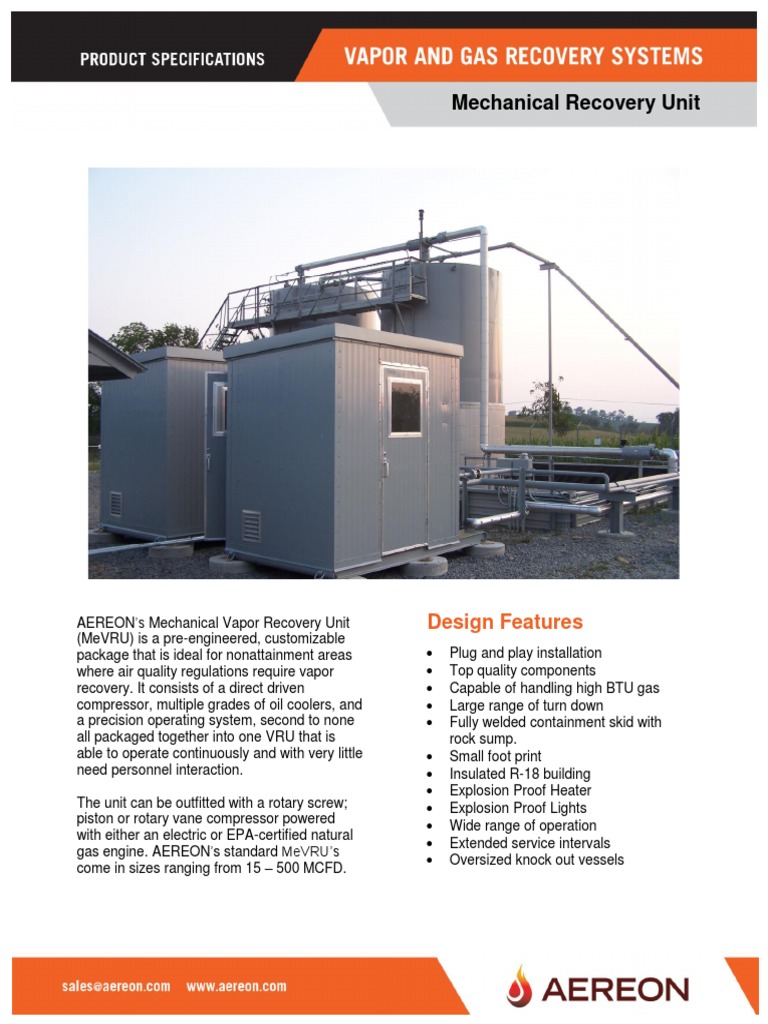AEREON Mechanical Vapor Recovery Unit Design | PDF | Gas Technologies ...