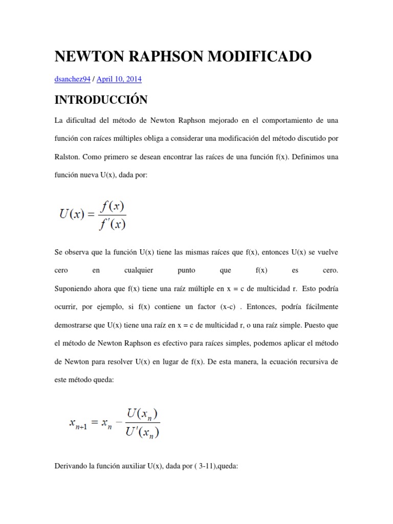 Newton Raphson Modificado | PDF | Algoritmos | Objetos matemáticos