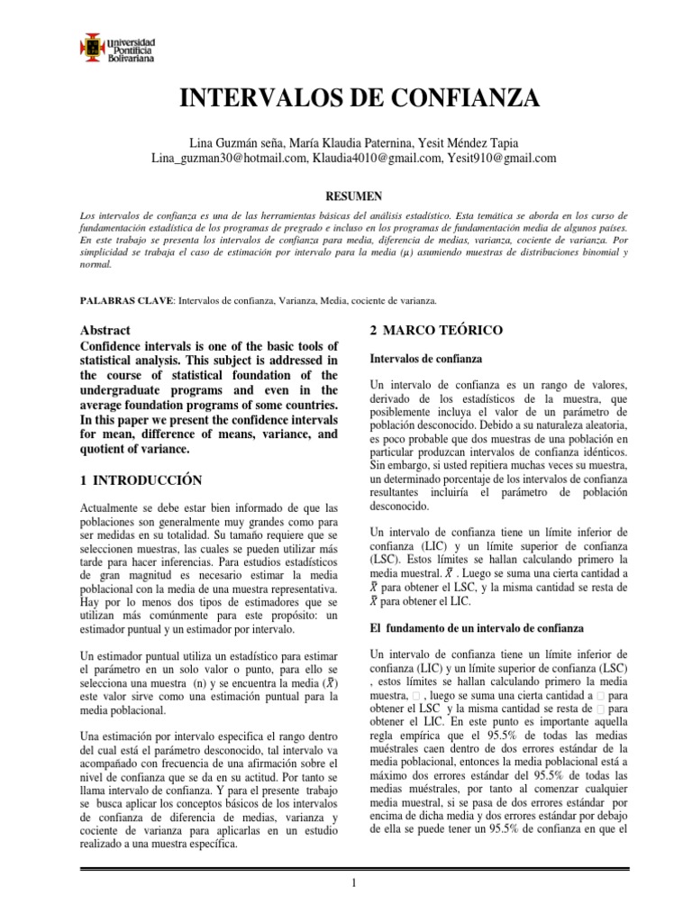 Intervalos de Confianza Original | PDF | Intervalo de confianza | Estimador