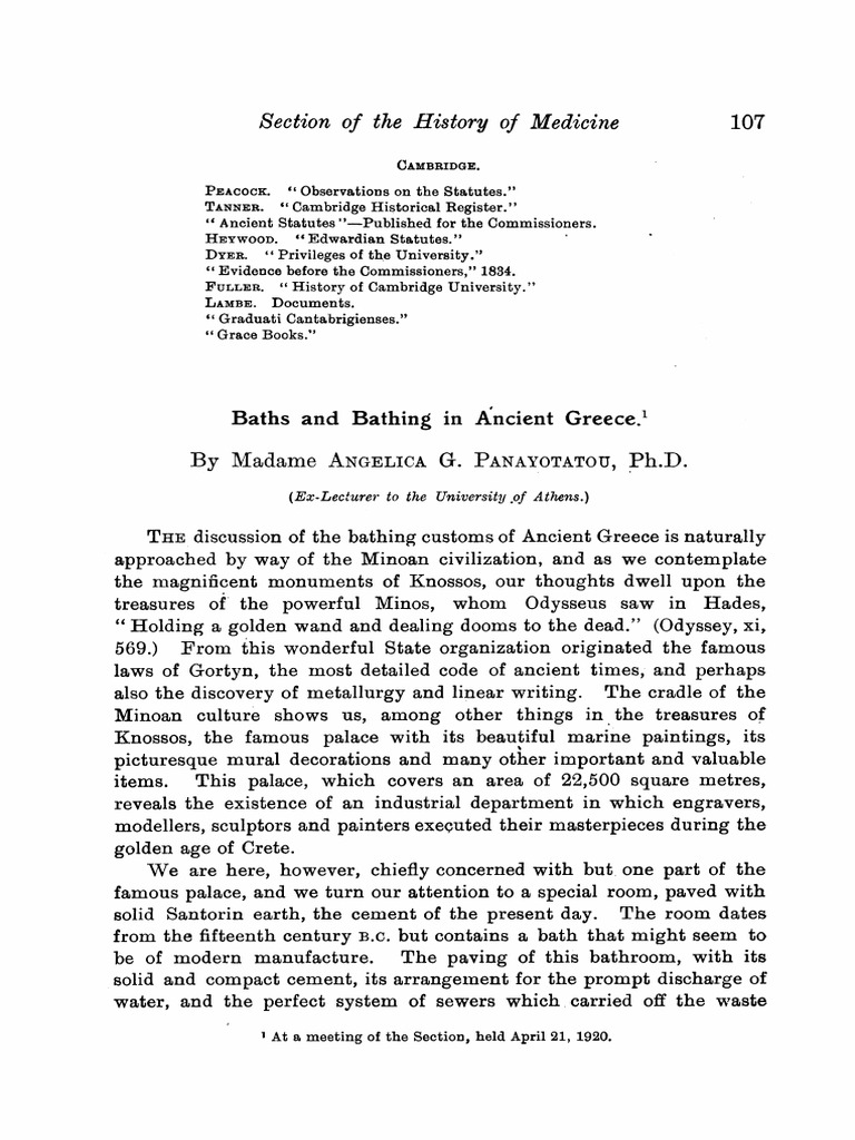 Ancient Greek Bathing Practices | PDF | Bathing | Odyssey