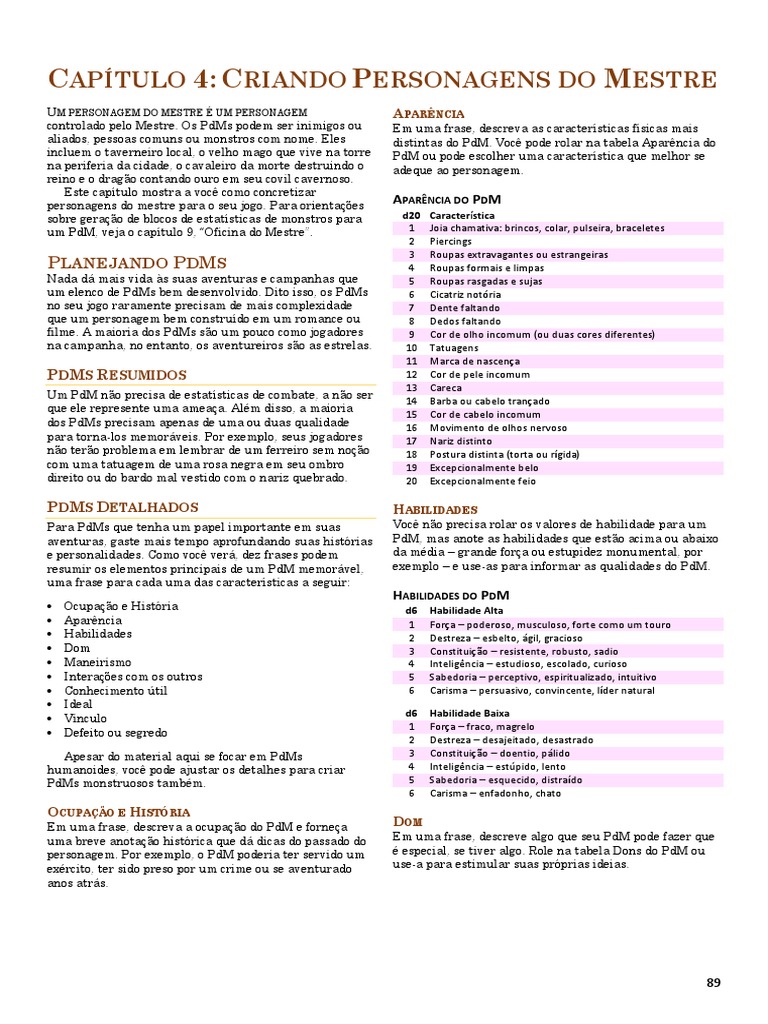 D&D 5 - Guia Do Mestre NPCS | Download grátis PDF | Dungeons & Dragons (jogo)