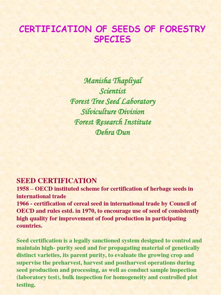 Certification of Forest Seed Quality | PDF | Seed | Forestry