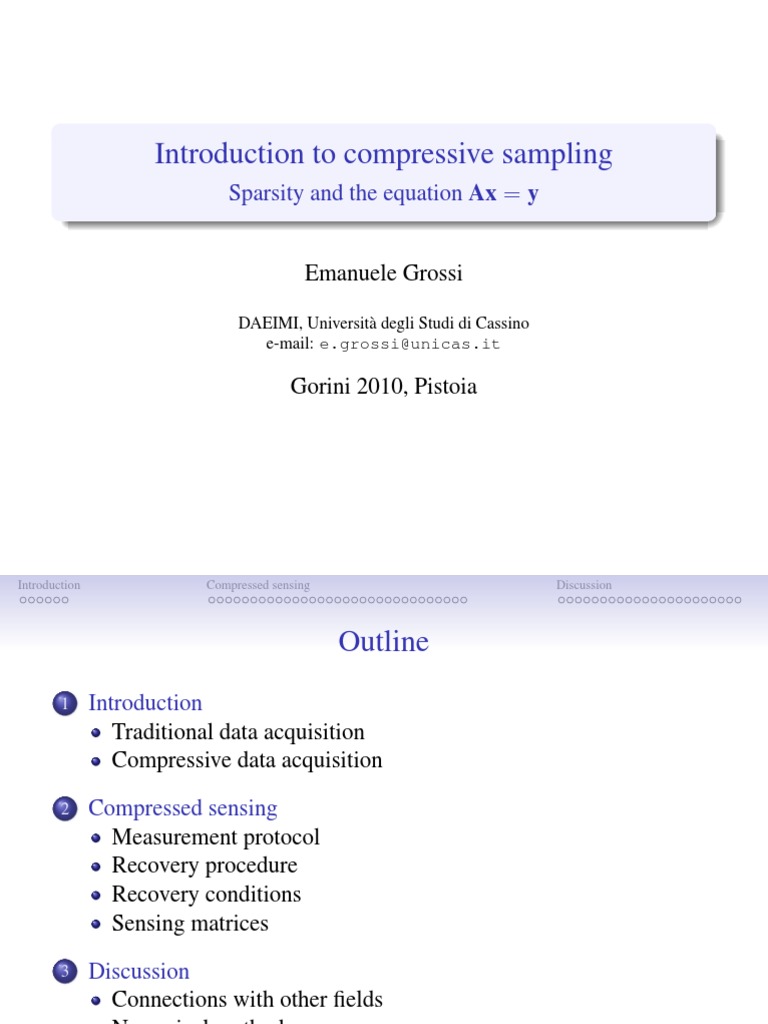 Introduction To Compressive Sampling | PDF | Wavelet | Matrix (Mathematics)