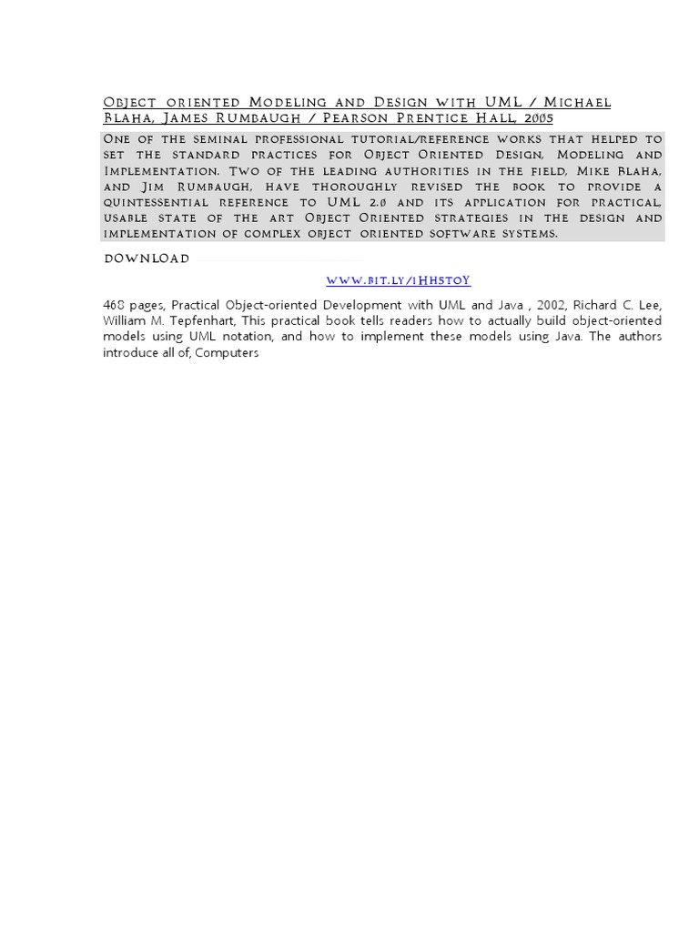 Object Oriented Modeling And Design With Uml Pdf Pdf Unified Modeling Language Object