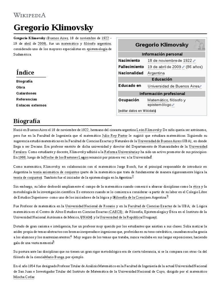 Gregorio Klimovsky | Science | Enseñanza de matemática