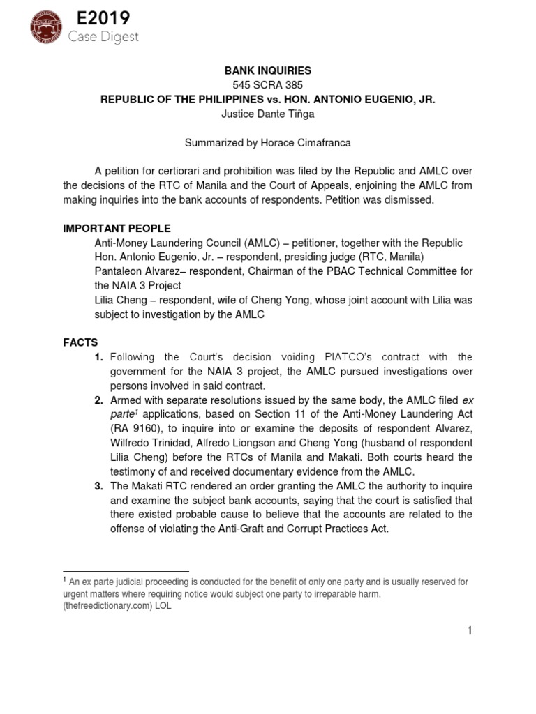 Republic v. Eugenio | PDF | Ex Parte | Injunction