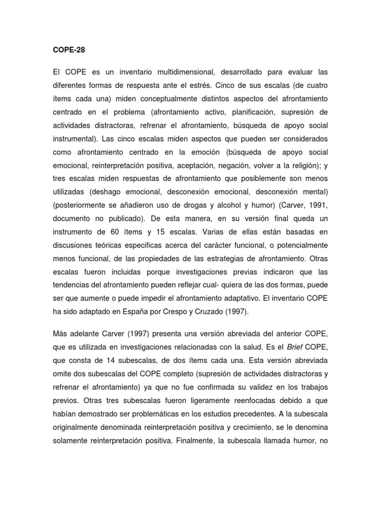 Cope 28 | PDF | Las emociones | Estrés (biología)