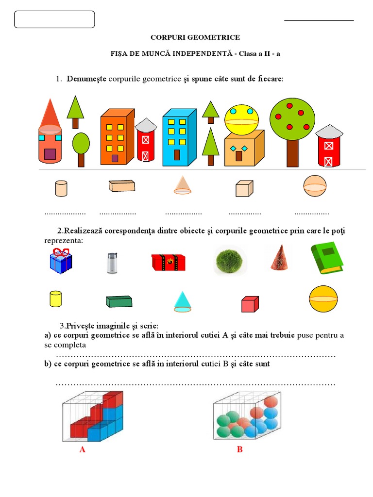 Fişă de Lucru Corpurile Geometrice | PDF
